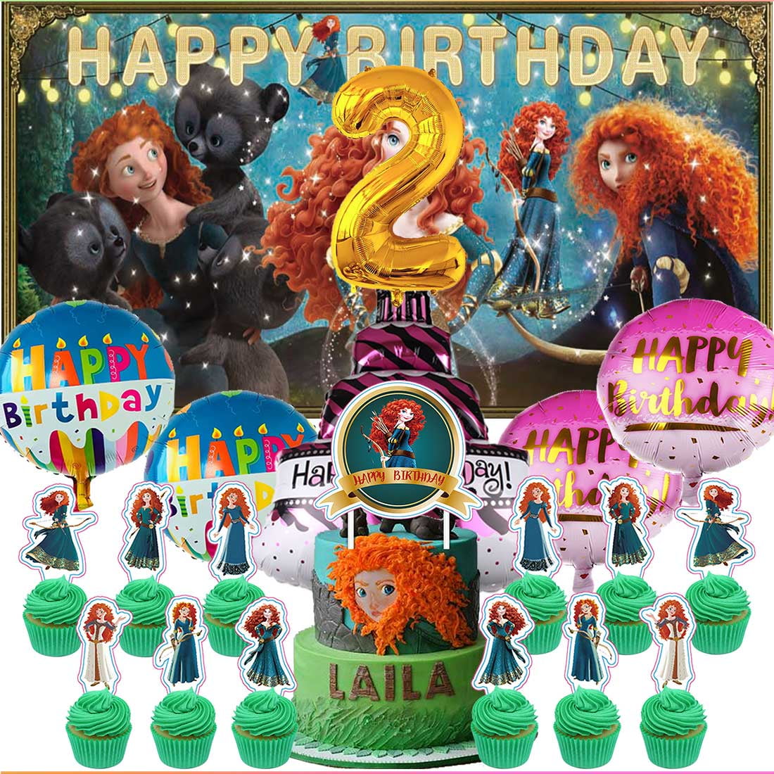 Brave Merida Princess Party Supplies Decor 2nd Kit Balloons Birthday ...
