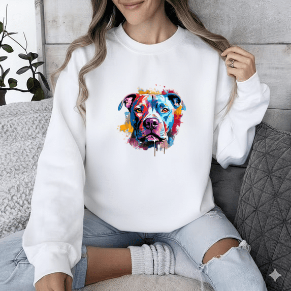 Brave Pup Watercolor Mighty Dog Cute Animal Retro Artwork Sweatshirt ...