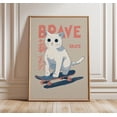 Brave Skate Cat Kawaii Japanese Wall Art Cute Anime Skateboarding ...