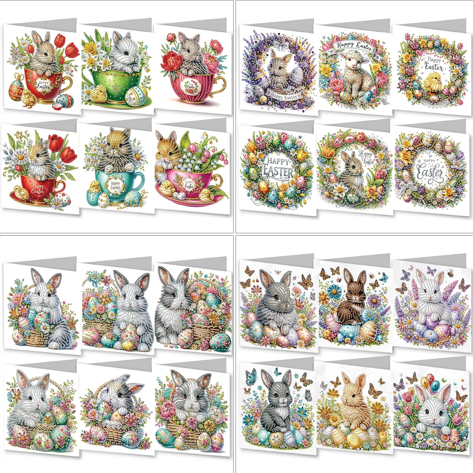 Brave State 4PCS DIY Diamond Greeting Card Diamond Art Painting Easter ...