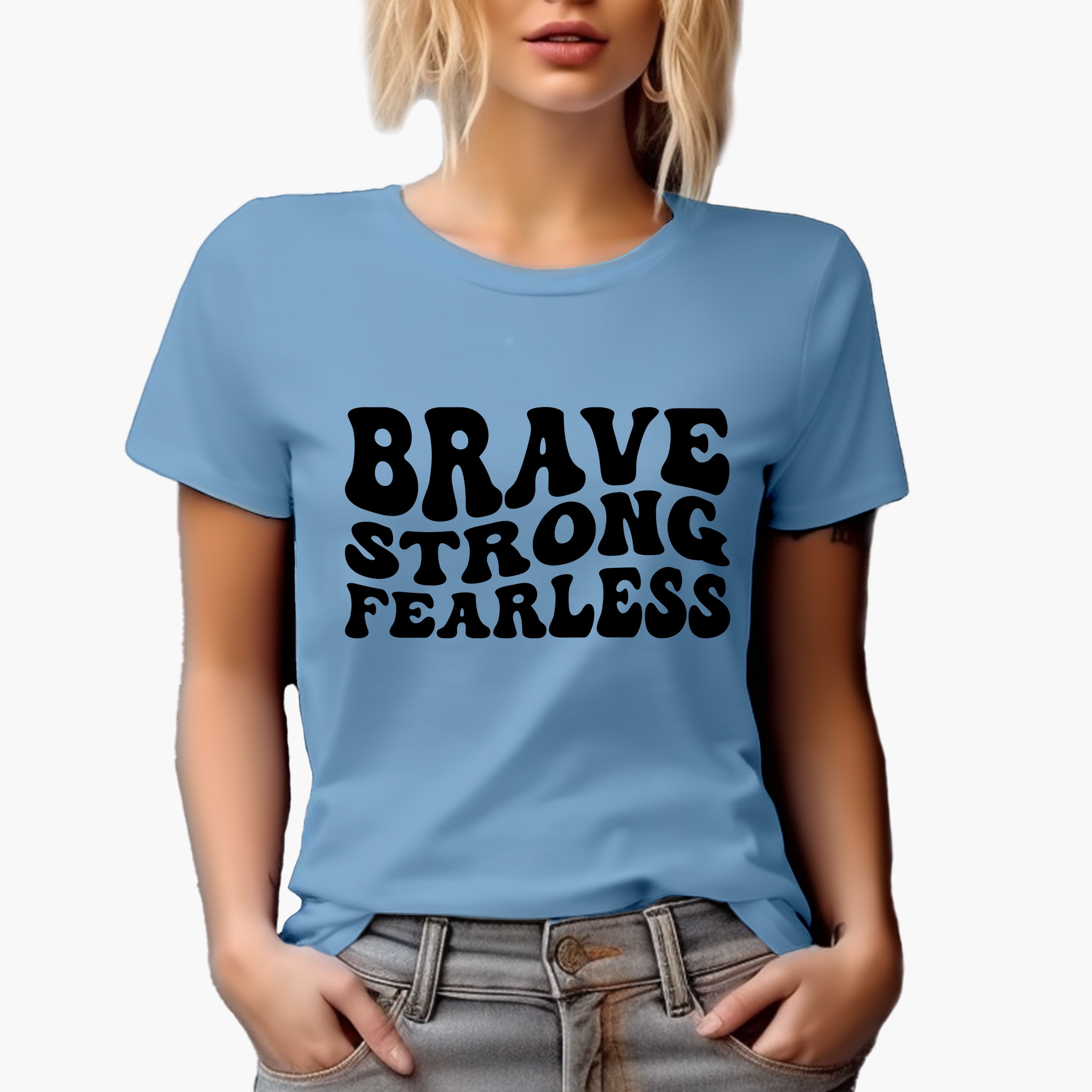 Brave, Strong, Fearless Quote, Groovy Retro Wavy Text Merch Gift, Baby ...