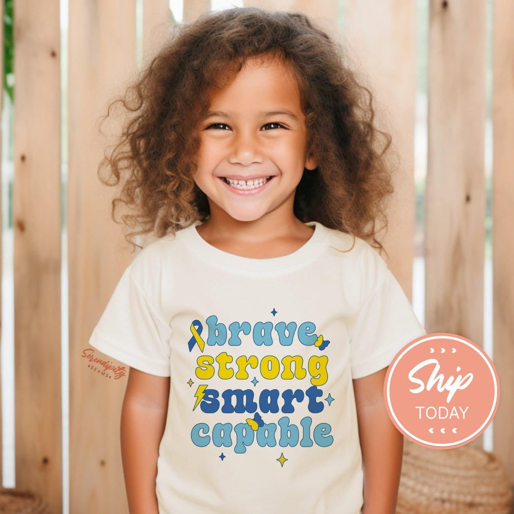 Brave Strong Smart Capable Toddler Shirt, Motivational Awareness Kids Shirt, Positive Message ...
