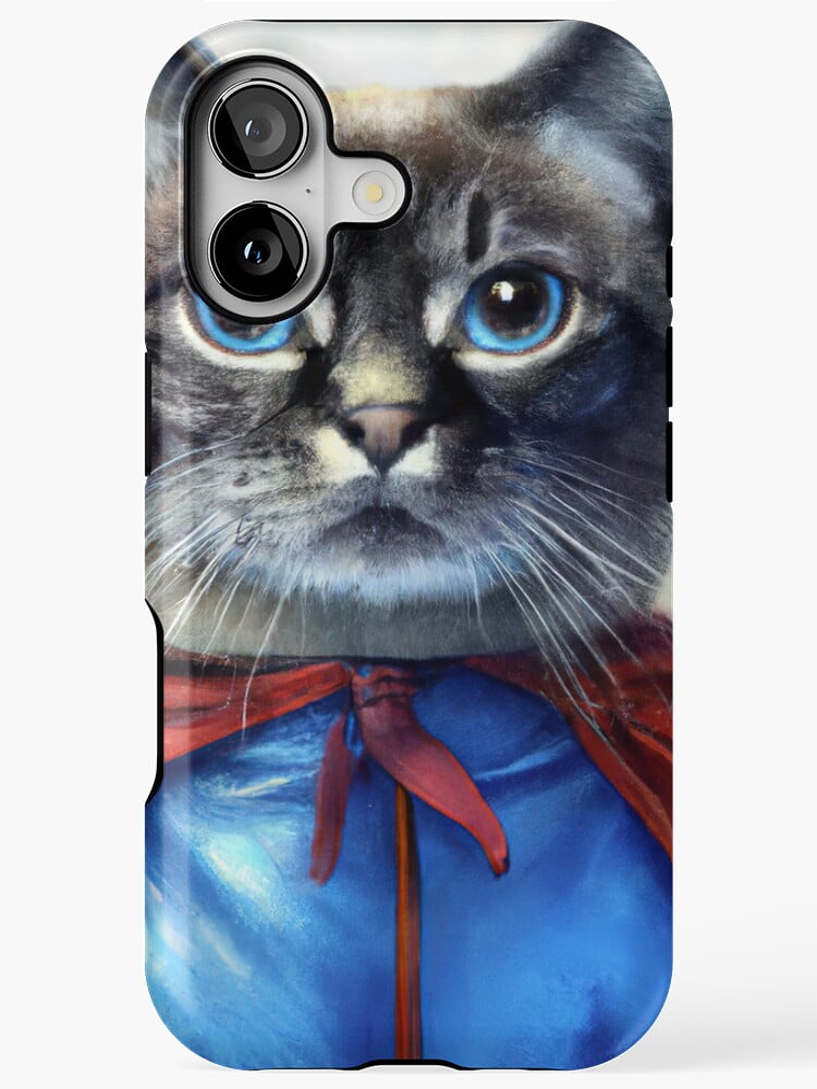 Brave Superhero Cat Comic Book Style Art For iPhone 11-17 Pro Max Phone ...
