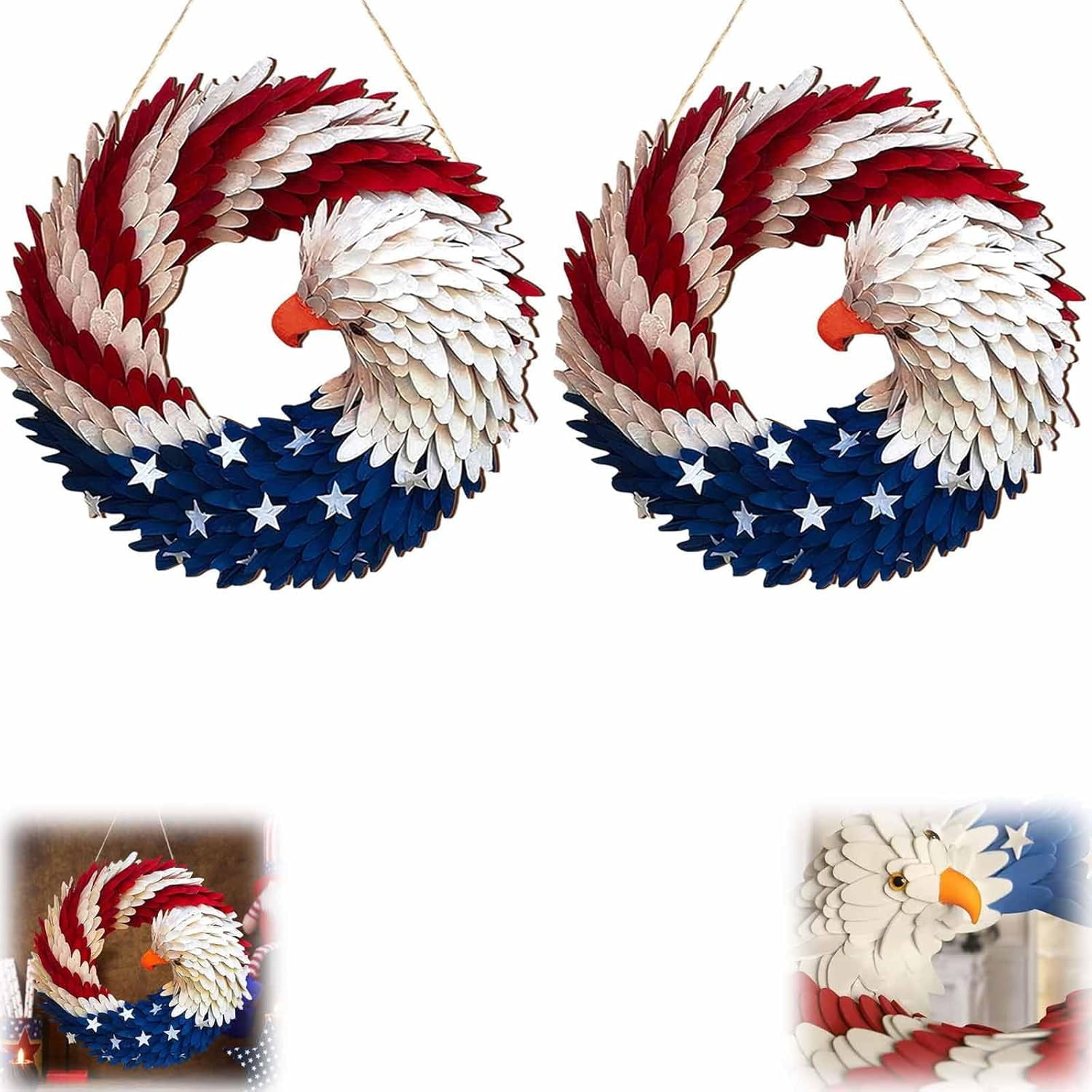 Brave Wings Wreath, Ribili 4th of July Patriotic, Olygee American Flag ...