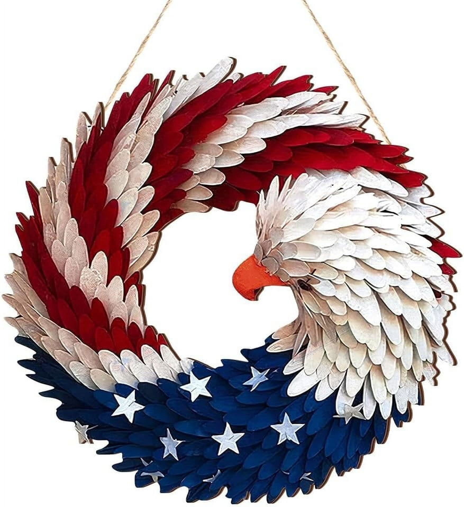 Brave Wings Wreath Wood, Eagle Wreaths for Front Door, Independence Day ...