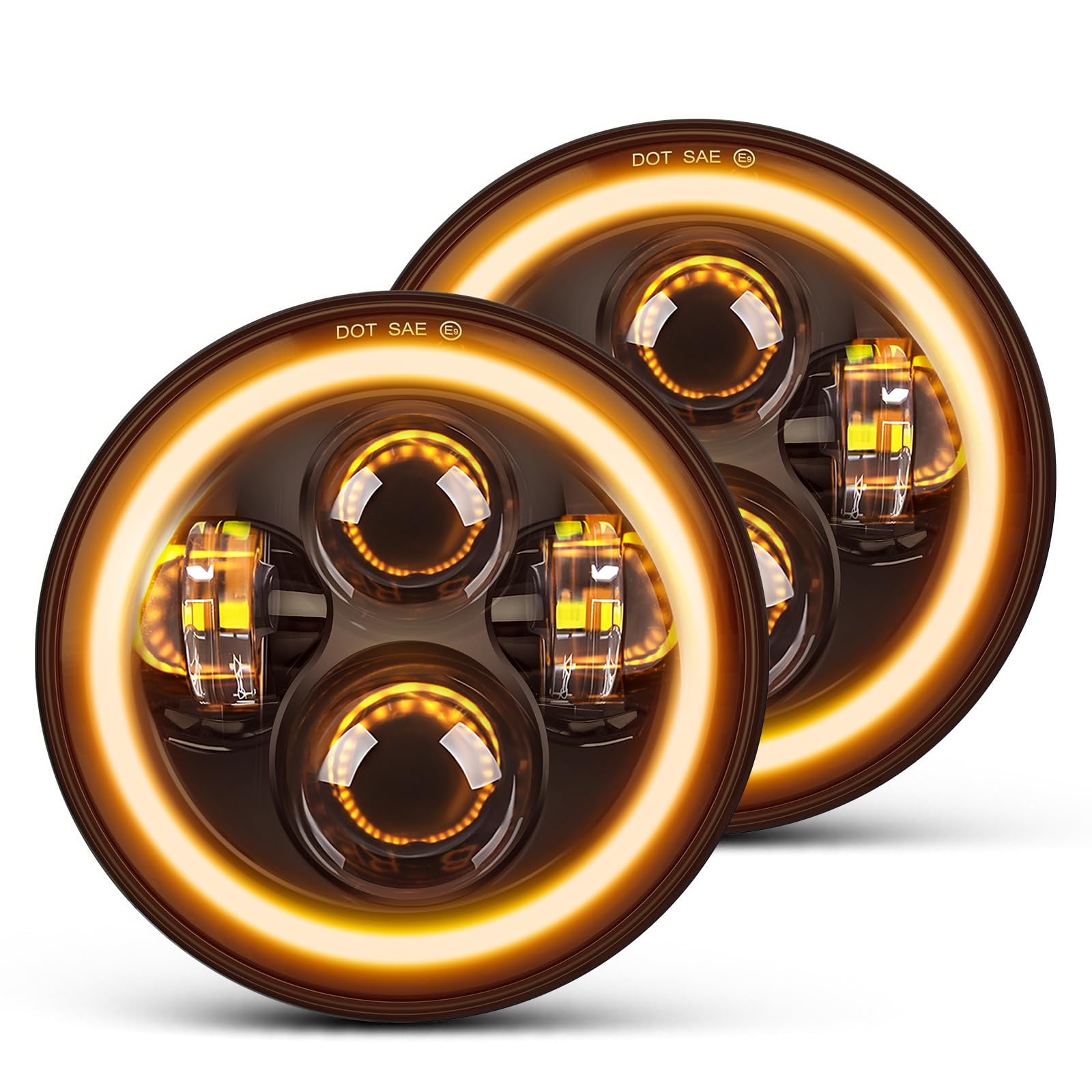 BraveWAY 7 inch Round DHF10 LED Headlight H6024 Projector Headlight DOT ...