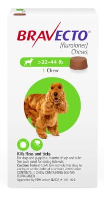 Bravecto Chew for Dogs, 22-44 lbs, (Green Box) HSA/FSA Eligible ...