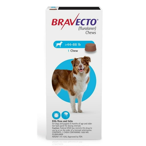 Bravecto Chew for Dogs, 44-88 lbs, (Blue Box) HSA/FSA Eligible - Walmart.com