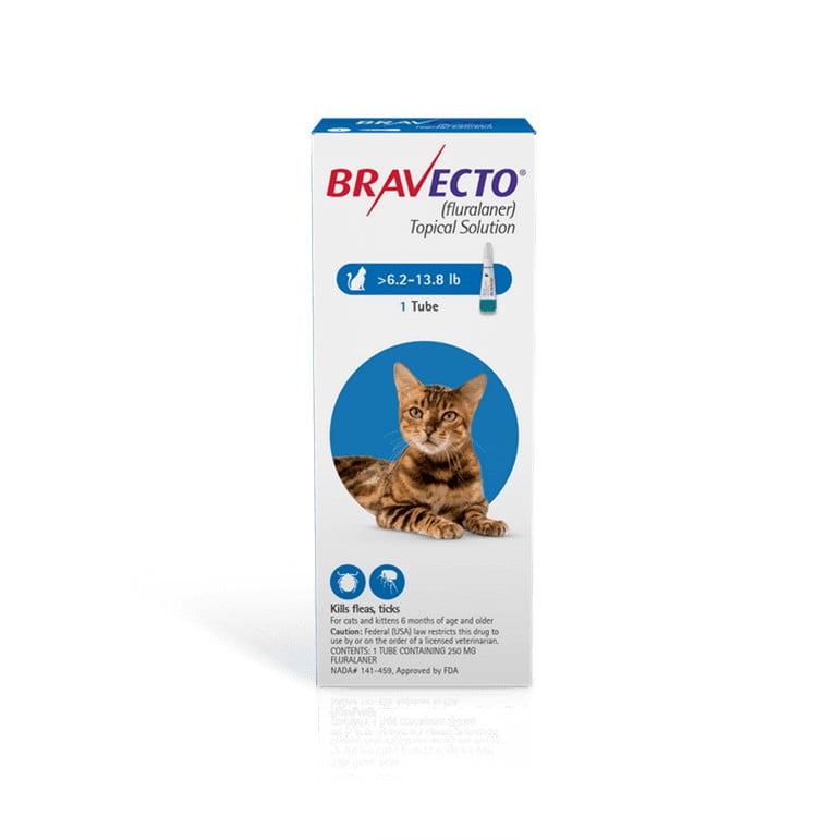 Bravecto Feline Flea and Tick Topical Solution, 6.2-13 lbs, (Blue Box ...