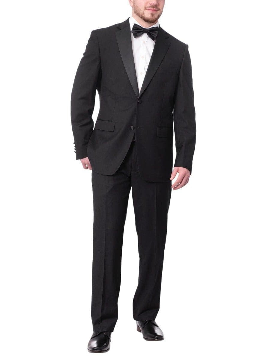 Braveman Mens Solid Black Classic Fit Tuxedo Suit With Satin Lapels ...