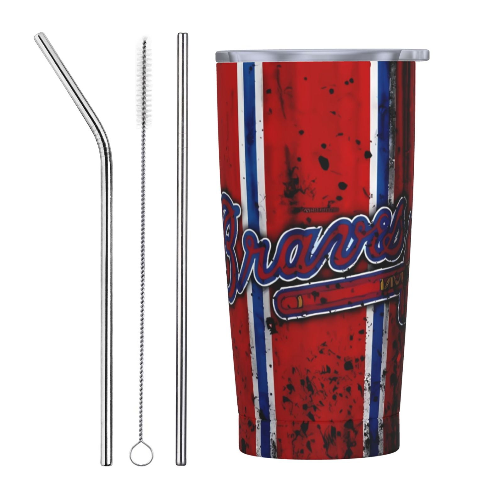 Braves 2025 Custom Team Logo 20oz Car Straw Cup | Vacuum Insulated ...