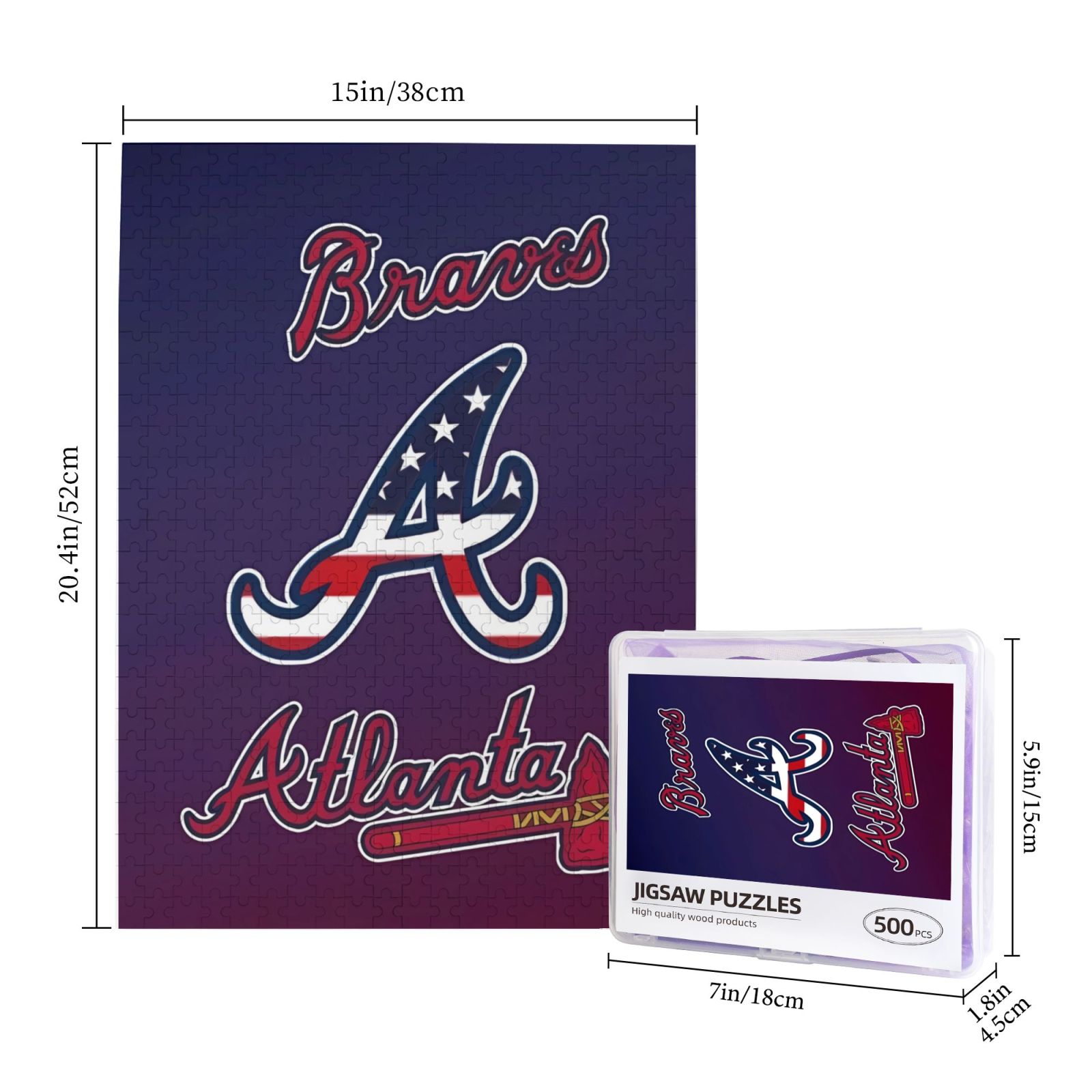 Braves 2025 New Wooden Baseball Team Logo Jigsaw Puzzle (500-Piece ...