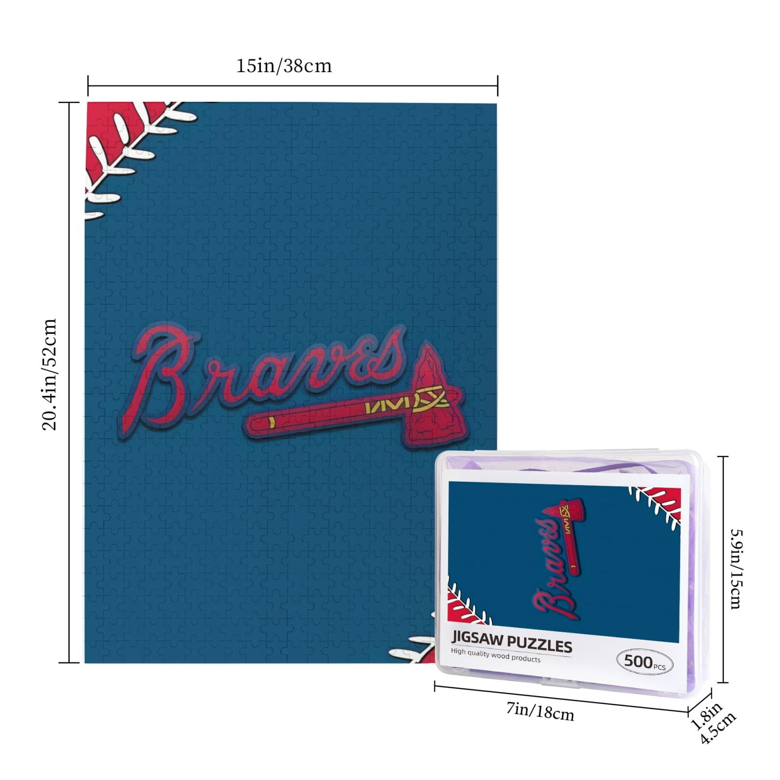 Braves 2025 New Wooden Baseball Team Logo Jigsaw Puzzle (500-Piece ...