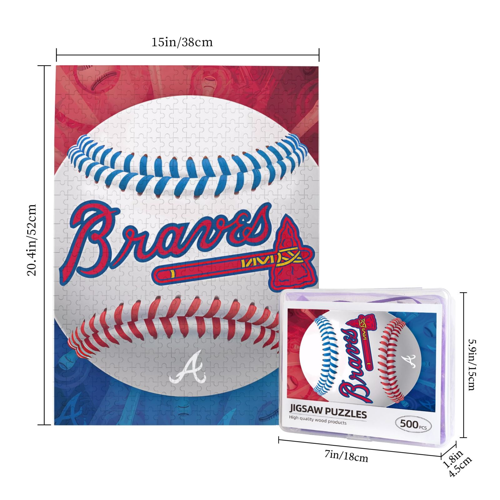 Braves 2025 New Wooden Baseball Team Logo Jigsaw Puzzle (500-Piece ...