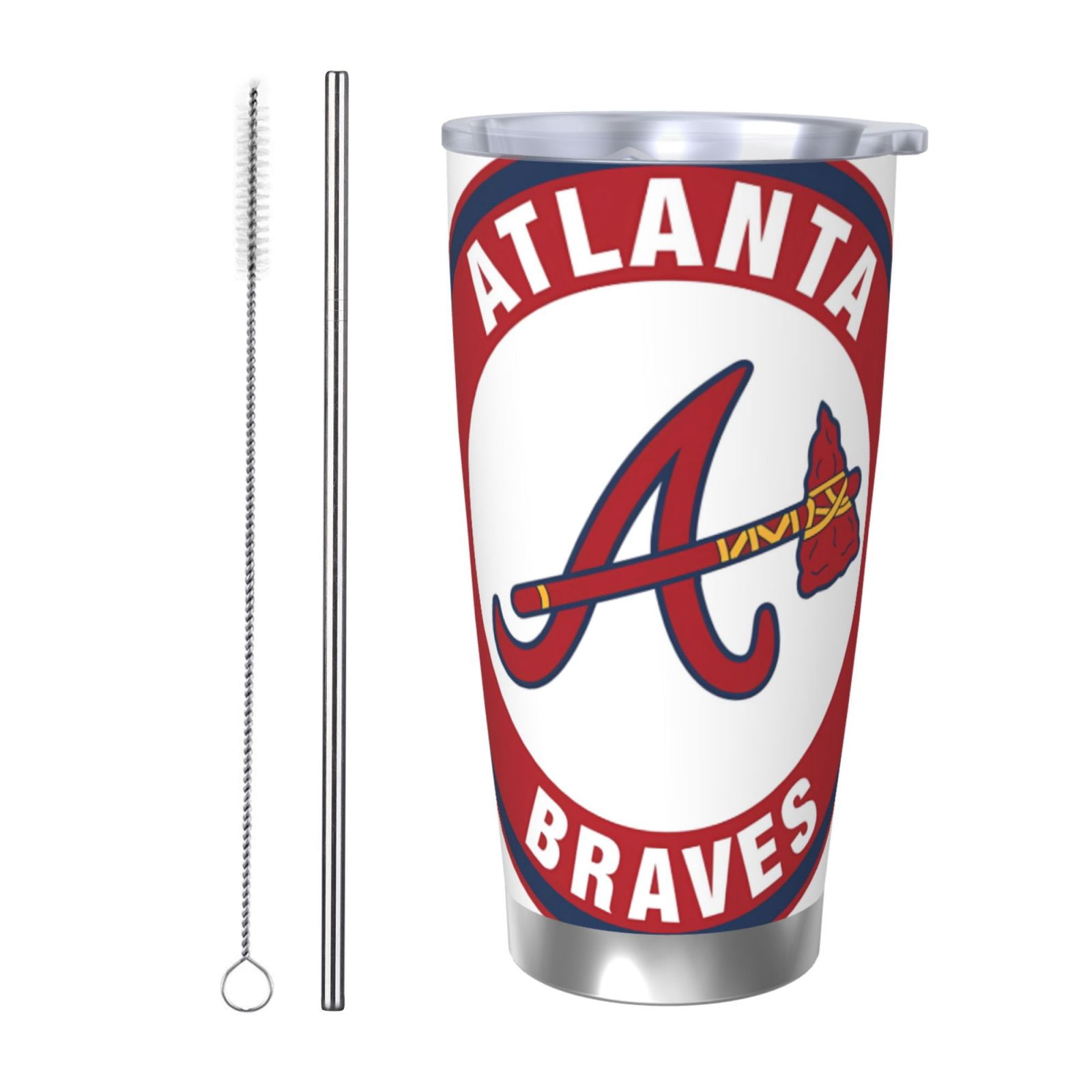Braves 20OZ Car Cup Straw Two-piece Set One Size Team Logo Double ...