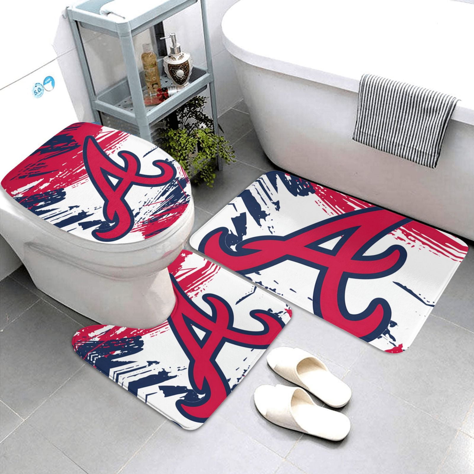 Braves Baseball Team Custom Luxury Flannel Bathroom Rug Set of 3, Extra ...