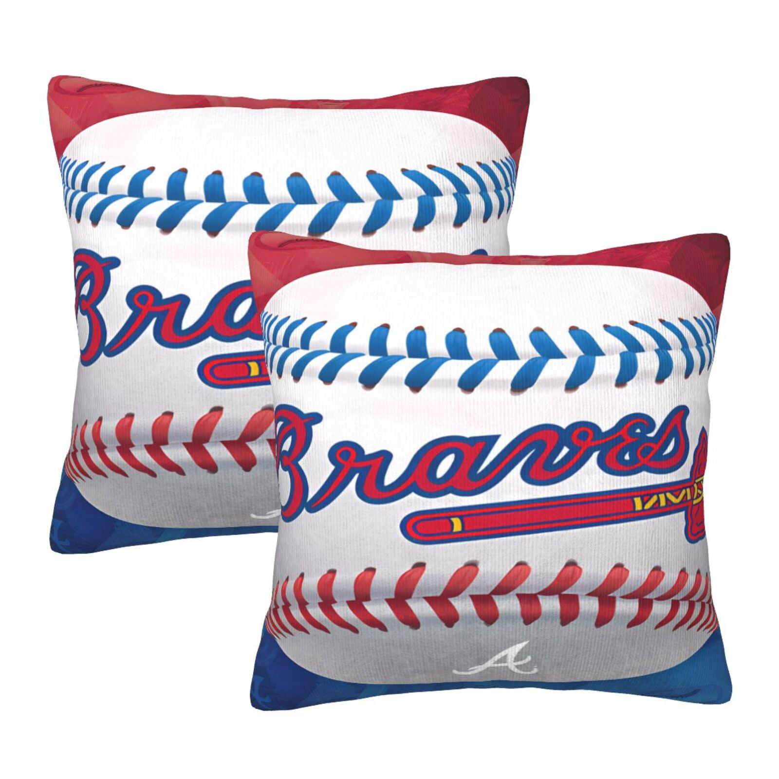 Braves Baseball Team Double Sided Plush Pillow Cover (2 Pack), Sofa Cushion Cover Decorative ...