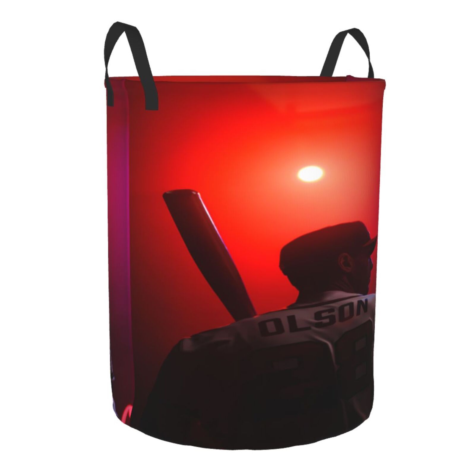 Braves Baseball Team Round Single Layer Laundry Basket, Cute Boys Girls ...
