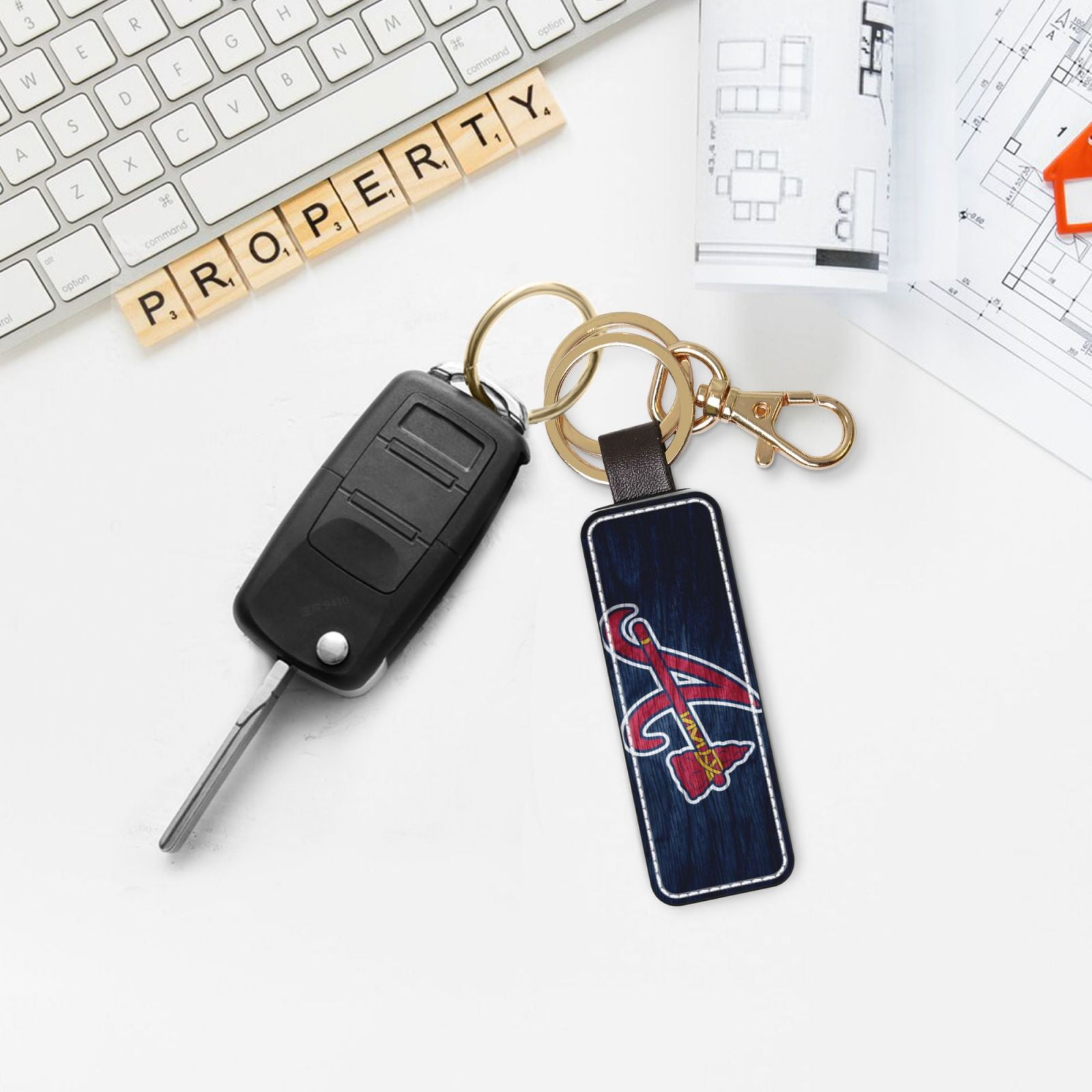 Braves Custom Car Keychains, Baseball Team Pattern Personalized ...