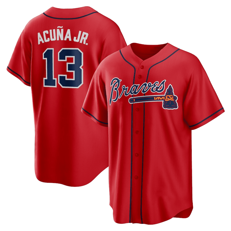 Braves Men Shirt Ronald Acuna Jr.#13 Sports Home Limited Player Name ...