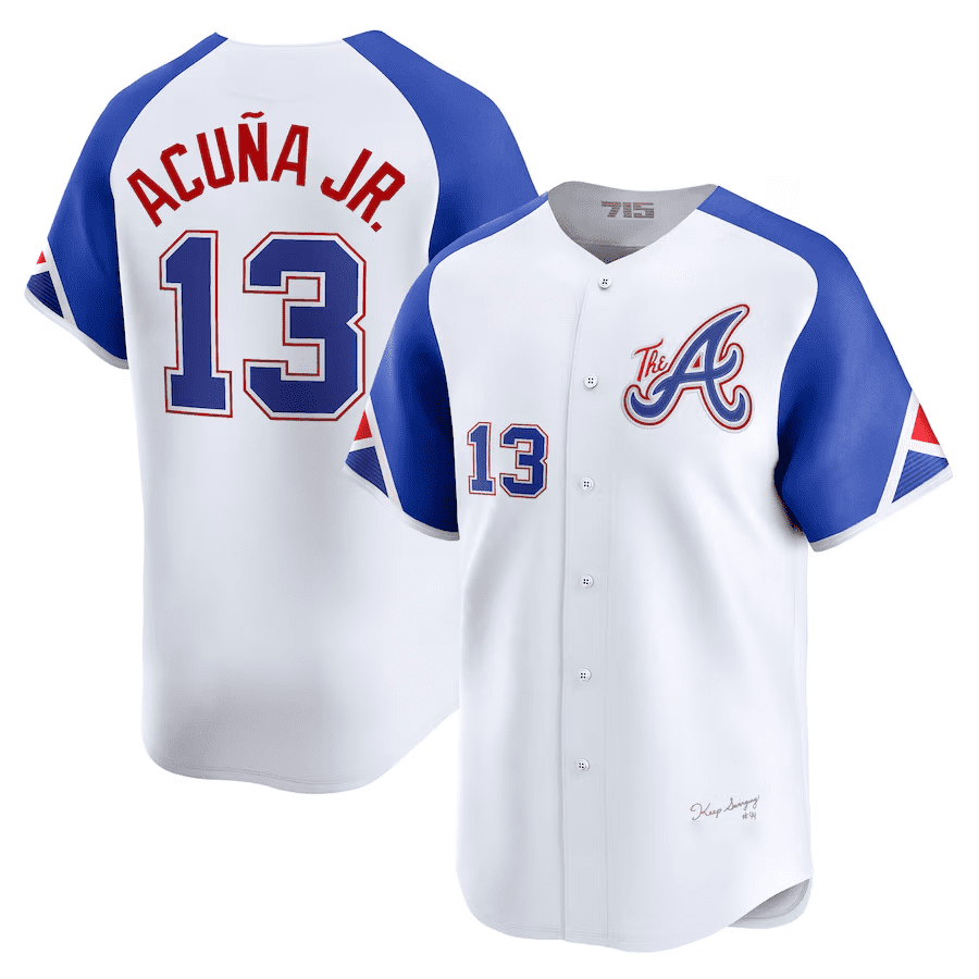 Braves Ronald Acuña Jr.#13 Jersey Classic Short Sleeved Uniform Sewing ...