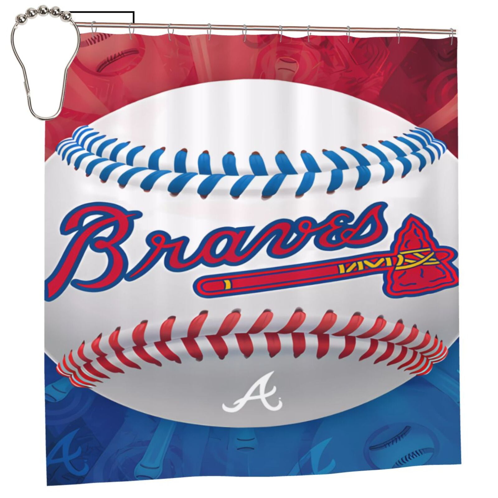 Braves Shower Curtain, Baseball Team Theme Bathroom Shower Curtain ...