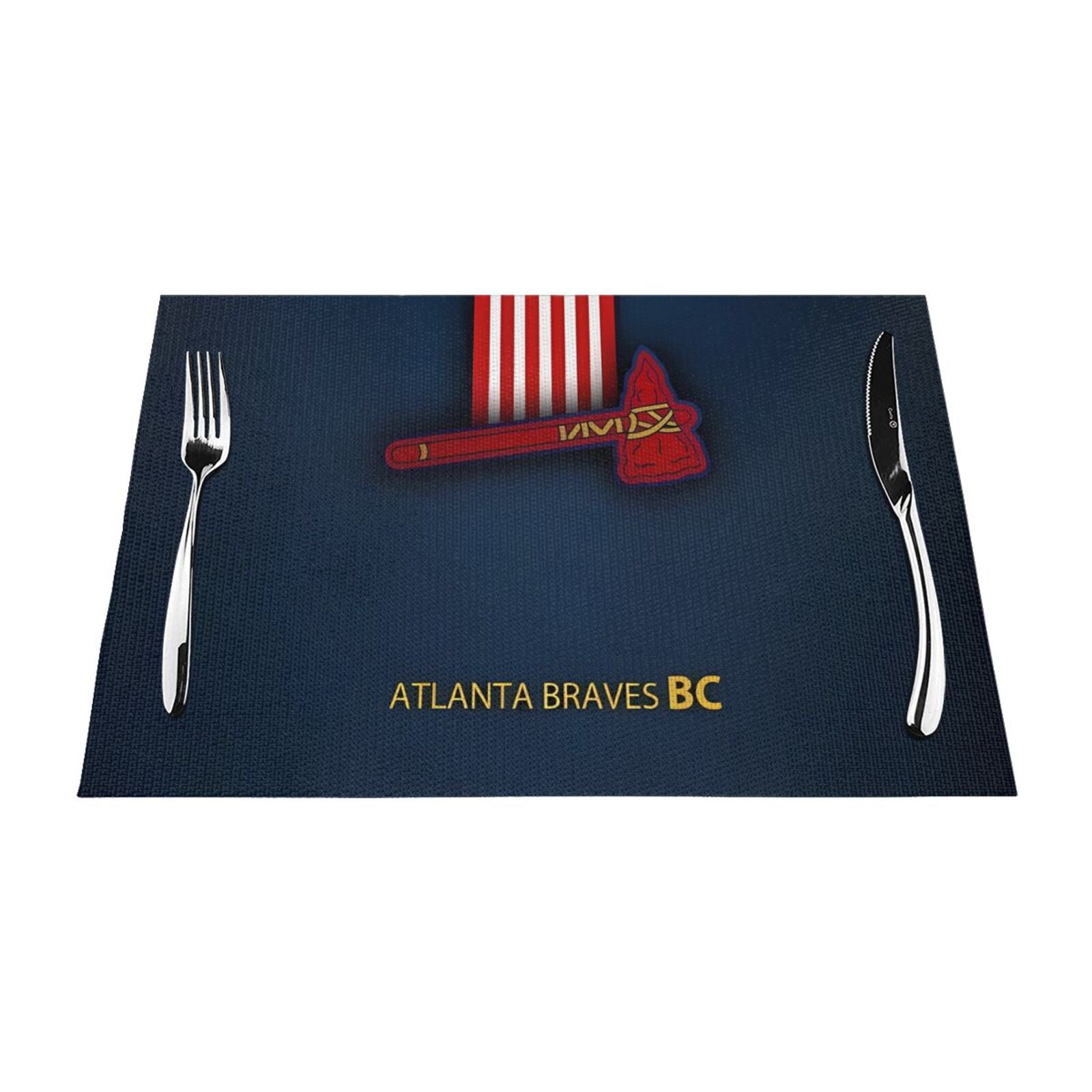 Braves Team PVC Woven Dinner Plate Mat 12x18 Inch, Easy to Clean Table ...
