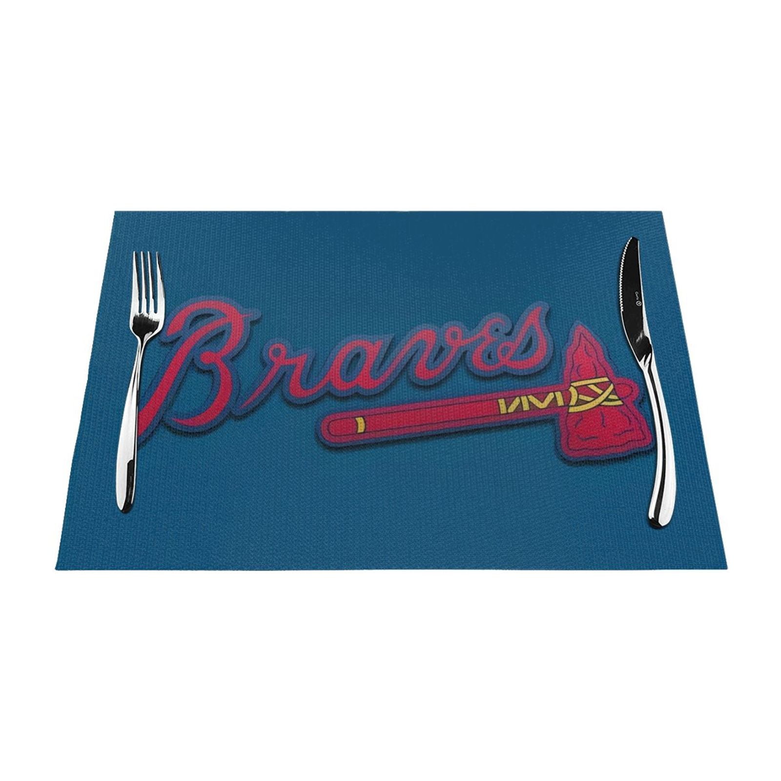Braves Team PVC Woven Dinner Plate Mat 12x18 Inch, Easy to Clean Table ...