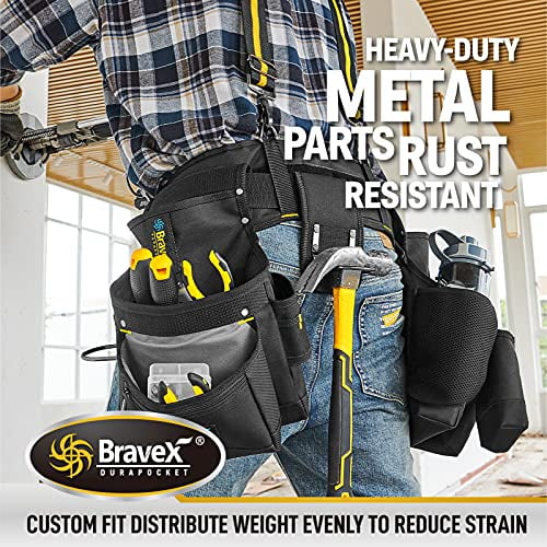 Bravex Tool Belt Suspenders, Tool Vest Pro Ultra 20 Bags Y-Style ...