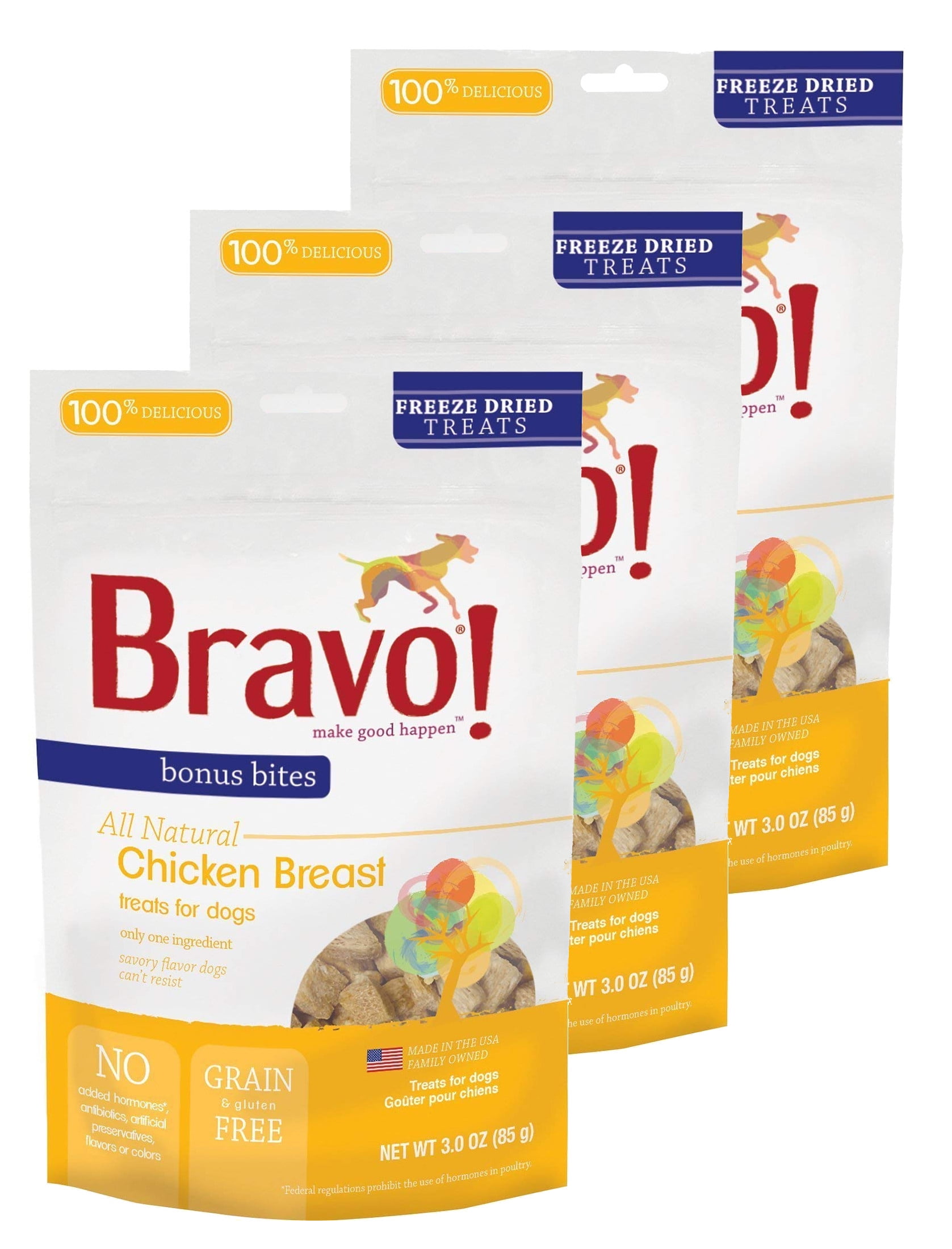 Bravo! Bonus Bites Freeze Dried Chicken Breast 3 oz 3 Pack - Walmart.com