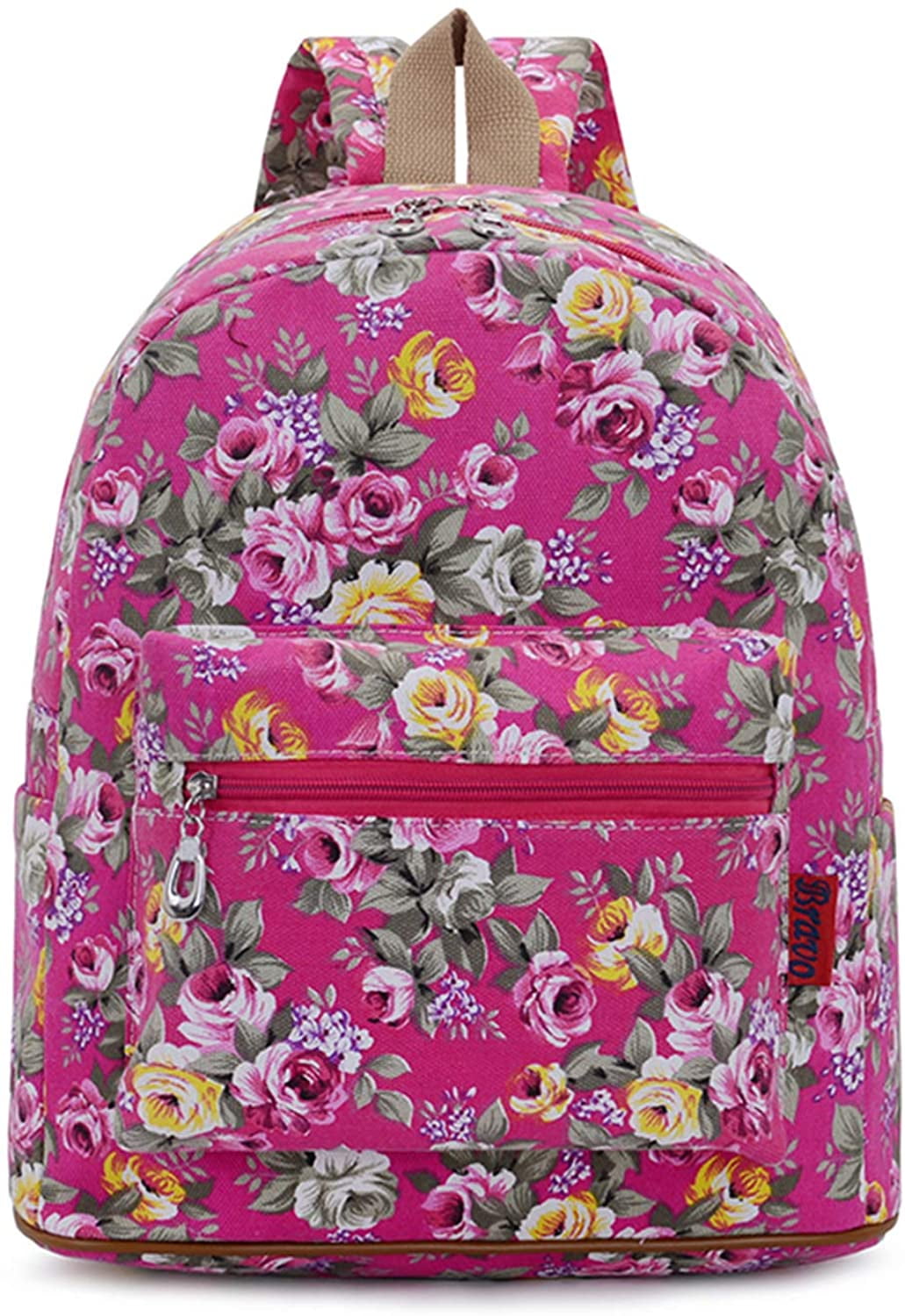 Bravo Floral 14 Inch Backpack, All-Purpose Daypack, Pink Flower Design ...