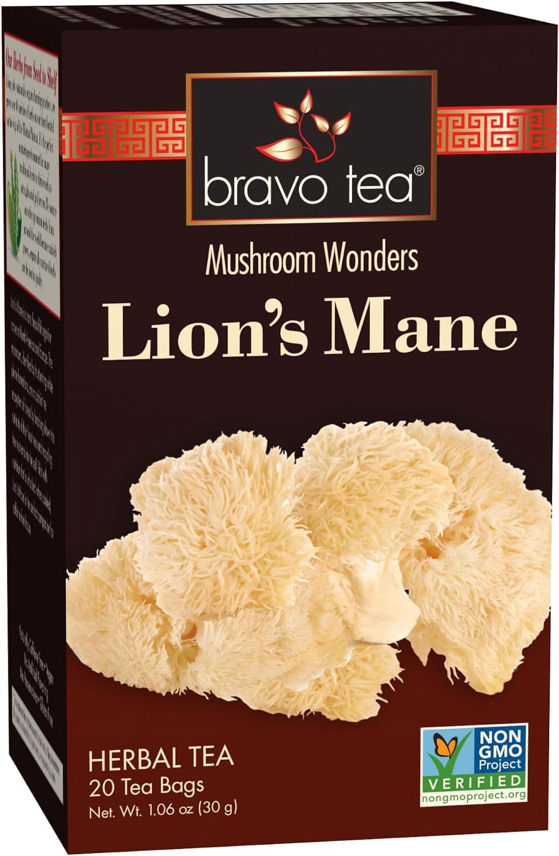 Bravo Tea Lions Mane Mushroom Herbal Tea Bags, 20 Ea, 2 Pack - Walmart.com