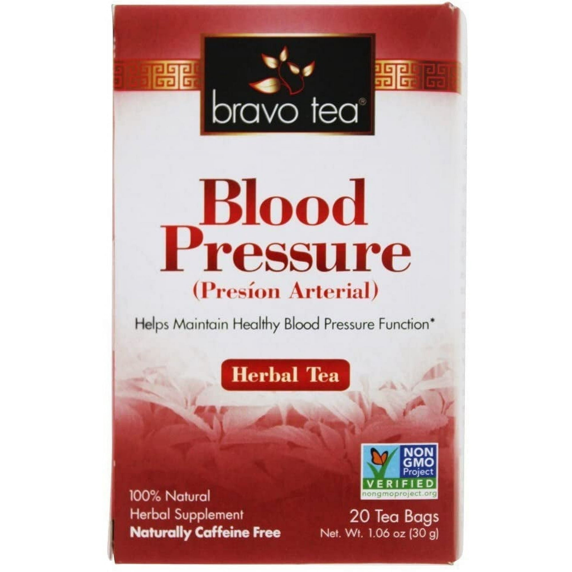 Bravo Tea Non-GMO Blood Pressure Herbal Tea 20 Tea Bags Pack of 2 ...