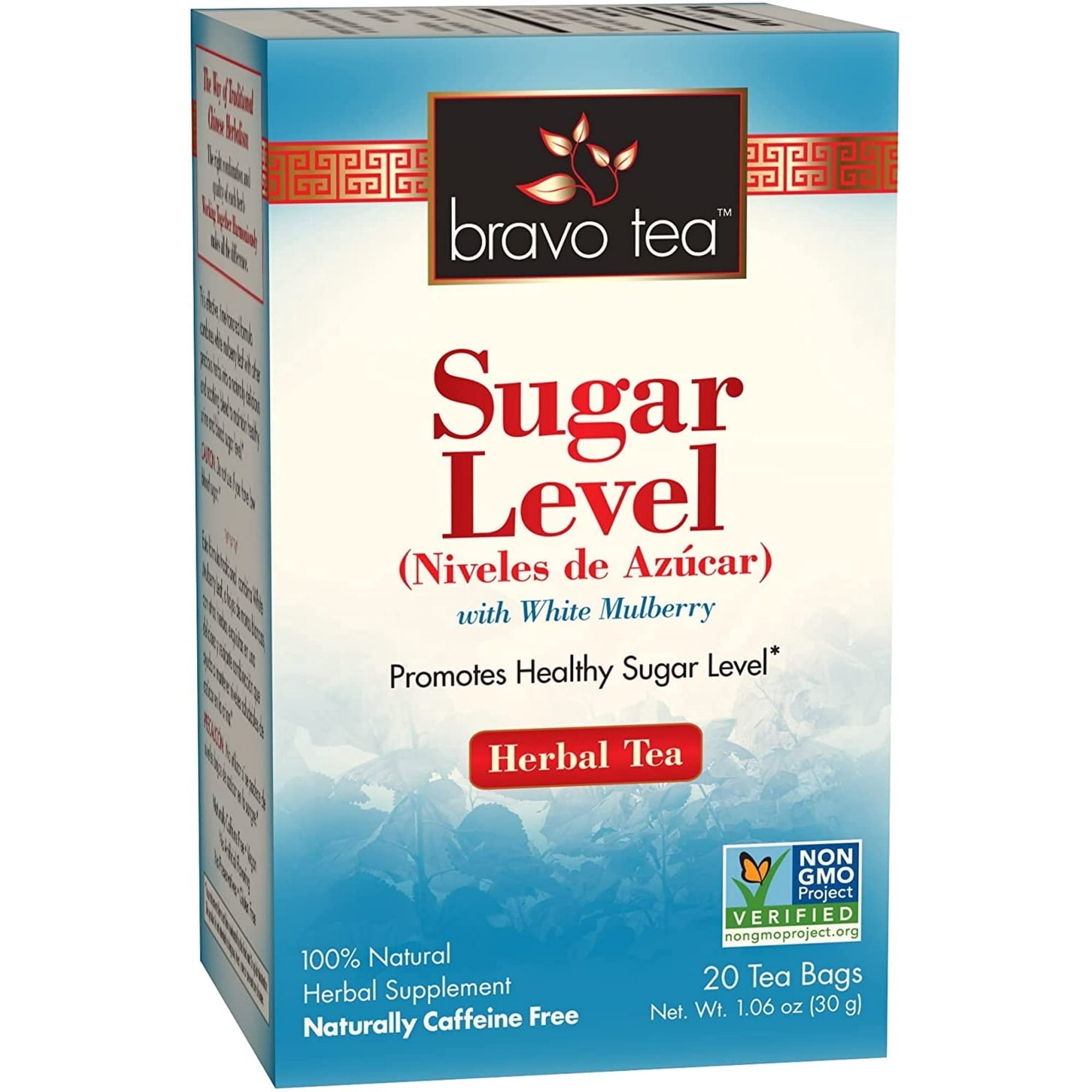 Bravo Tea Non-GMO Sugar Level Herbal Tea with White Mulberry 20 Tea ...