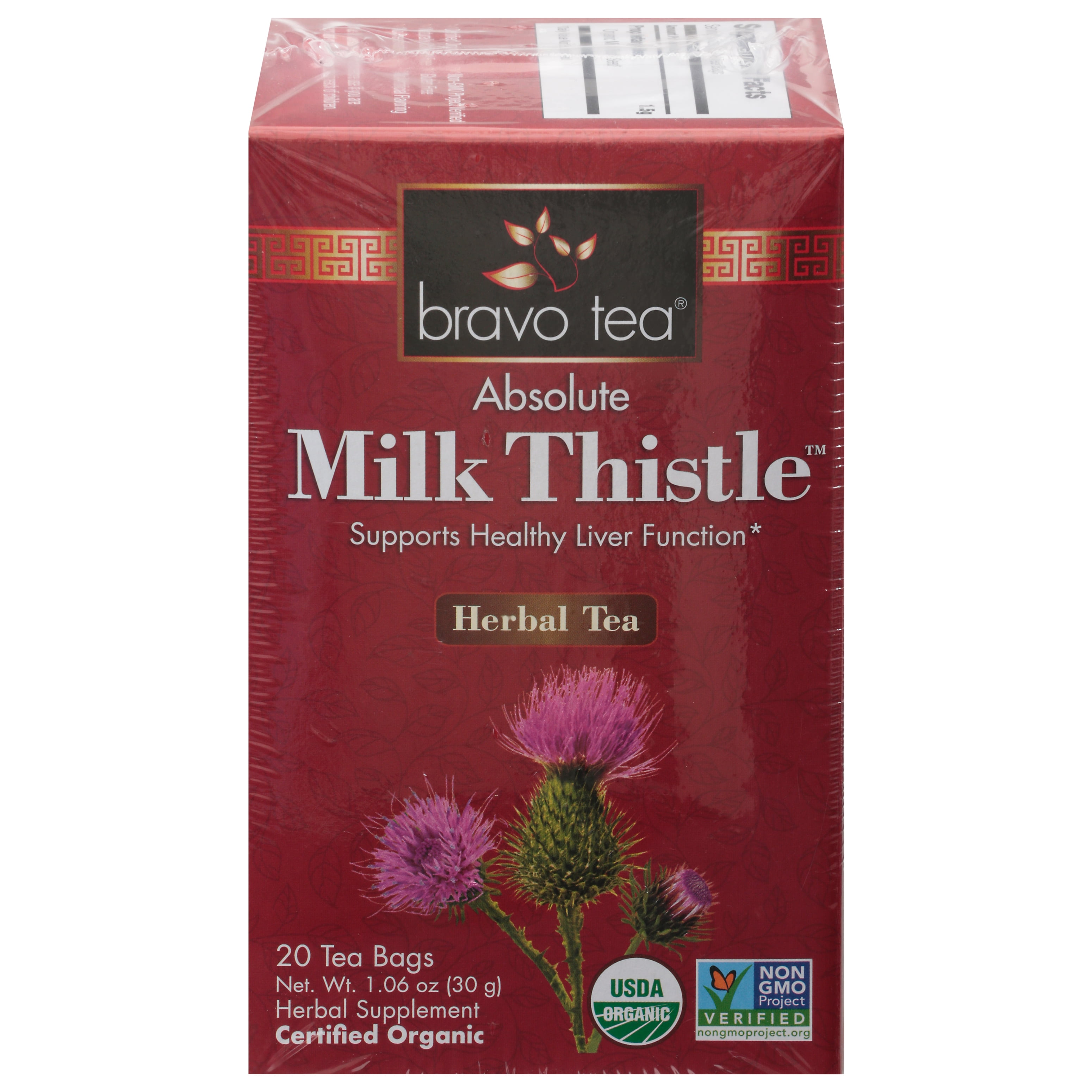 Bravo Tea, Milk Thistle Tea Bags, Herbal Tea for Liver Support, 20 ...