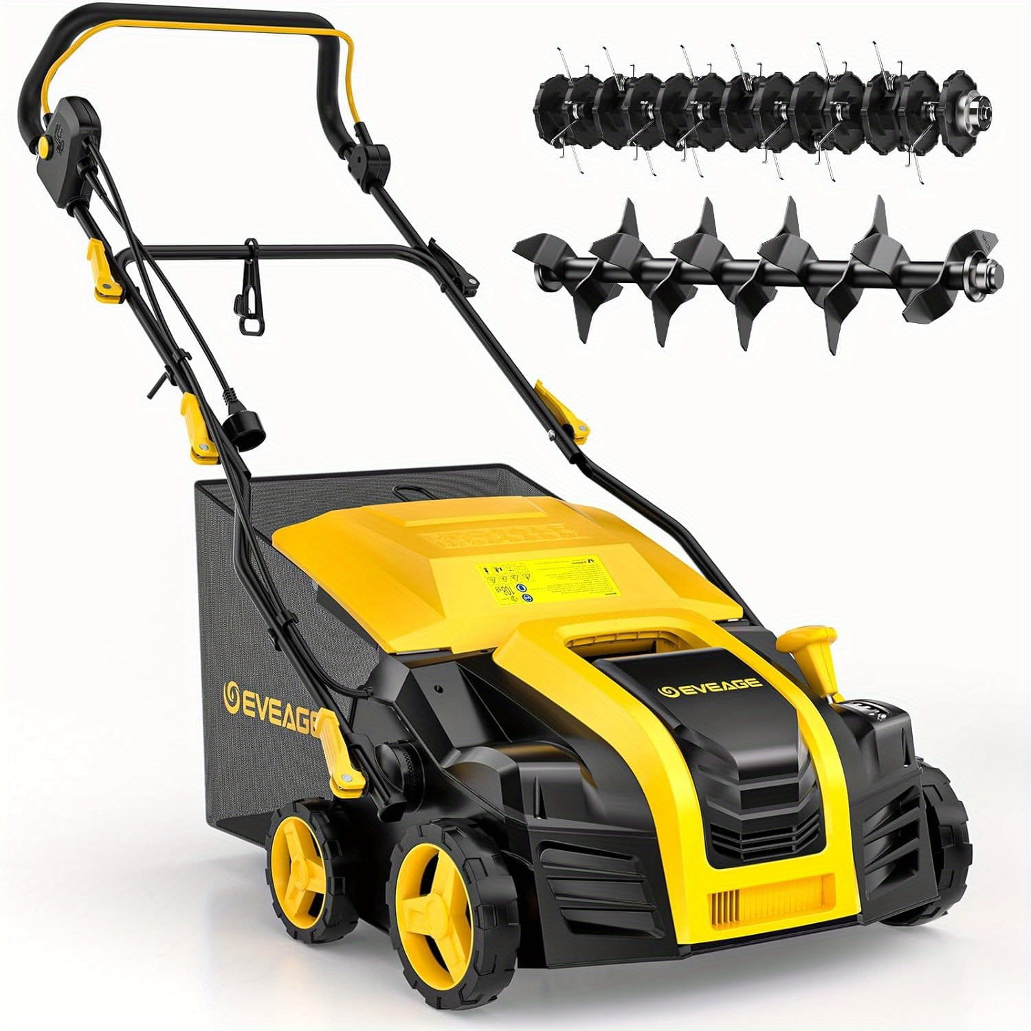 BravoInnovate Hub 16-Inch 15 Amp Electric Dethatcher Scarifier, 5 ...