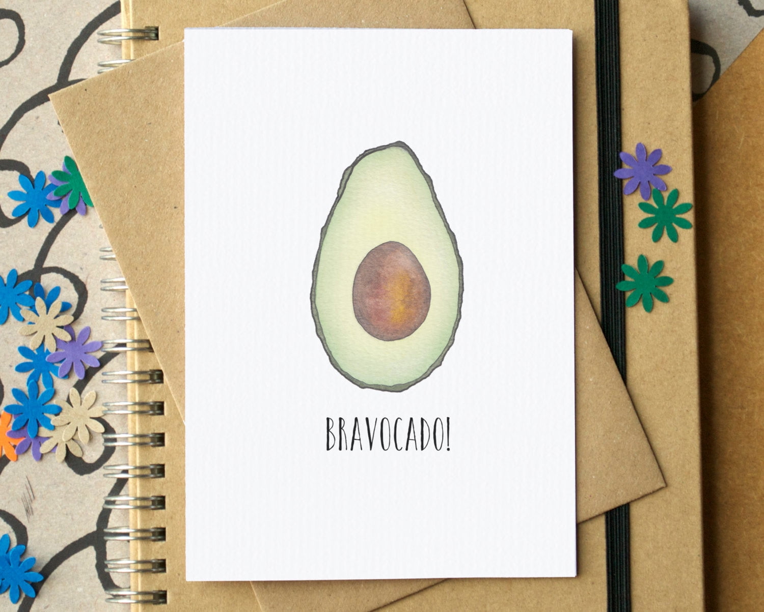 Bravocado Greeting Card – Adorable Avocado Design – Blank Inside for ...