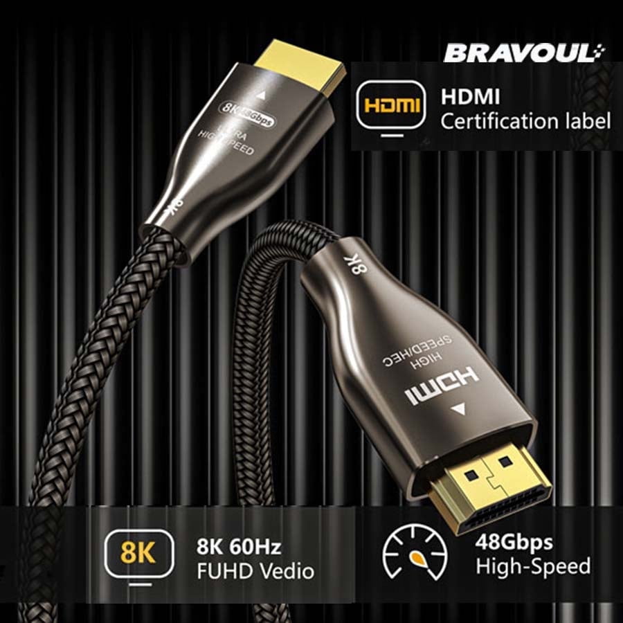 Bravoul 10K 8K HDMI Cable 48Gbps 6.6 FT, Certified Ultra High Speed ...