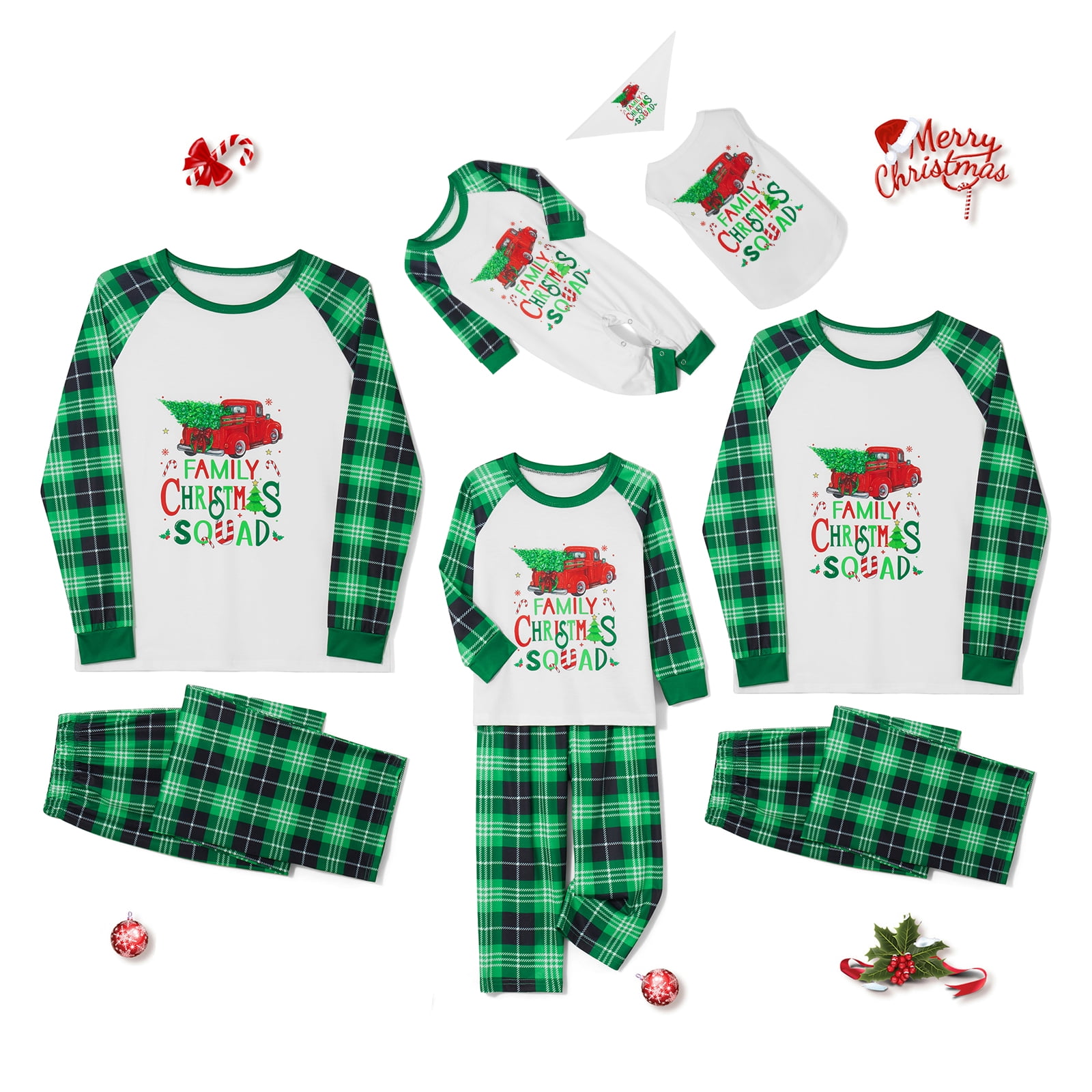Bravoy Christmas Family Pajamas Matching Set Truck Print Long Sleeve ...
