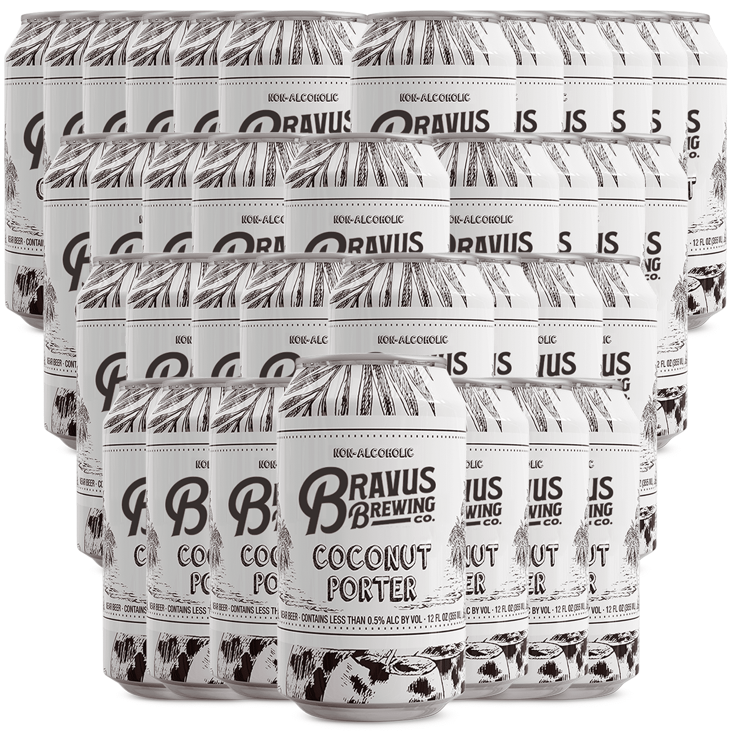 Bravus Coconut Porter Dark Non-Alcoholic Beer 36 Pack Craft Brew - Rich ...
