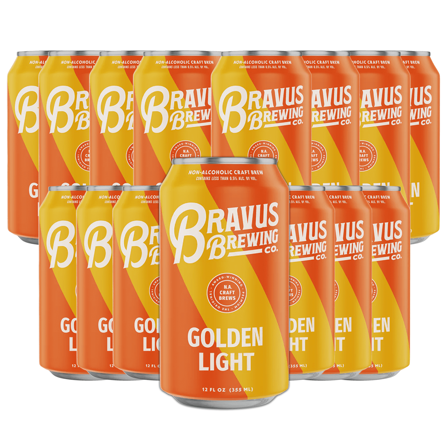 Bravus Golden Light Non-Alcoholic Ale Craft Brew 15 Pack - Crisp, Clean ...