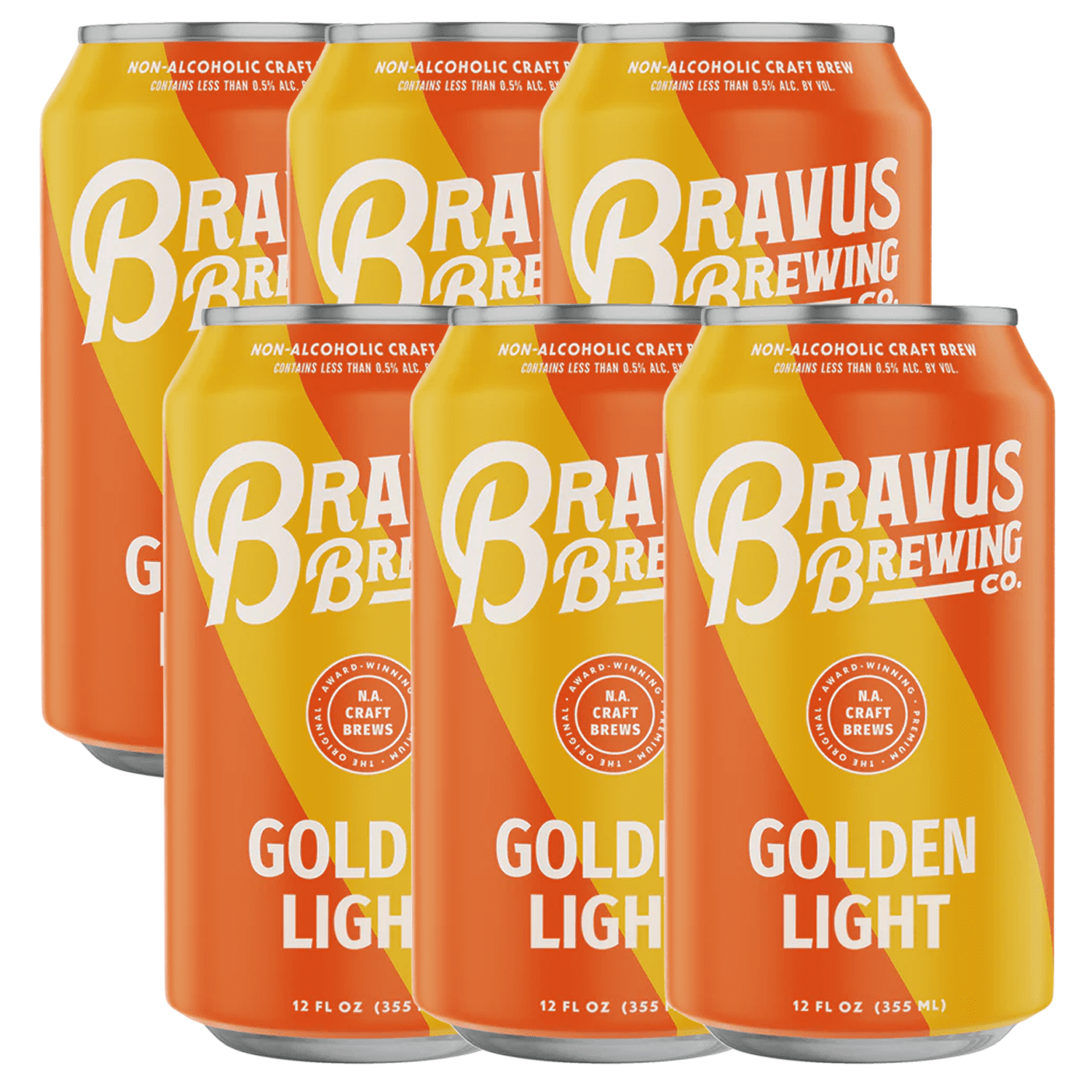 Bravus Golden Light Non-Alcoholic Ale Craft Brew 6 Pack - Crisp, Clean ...