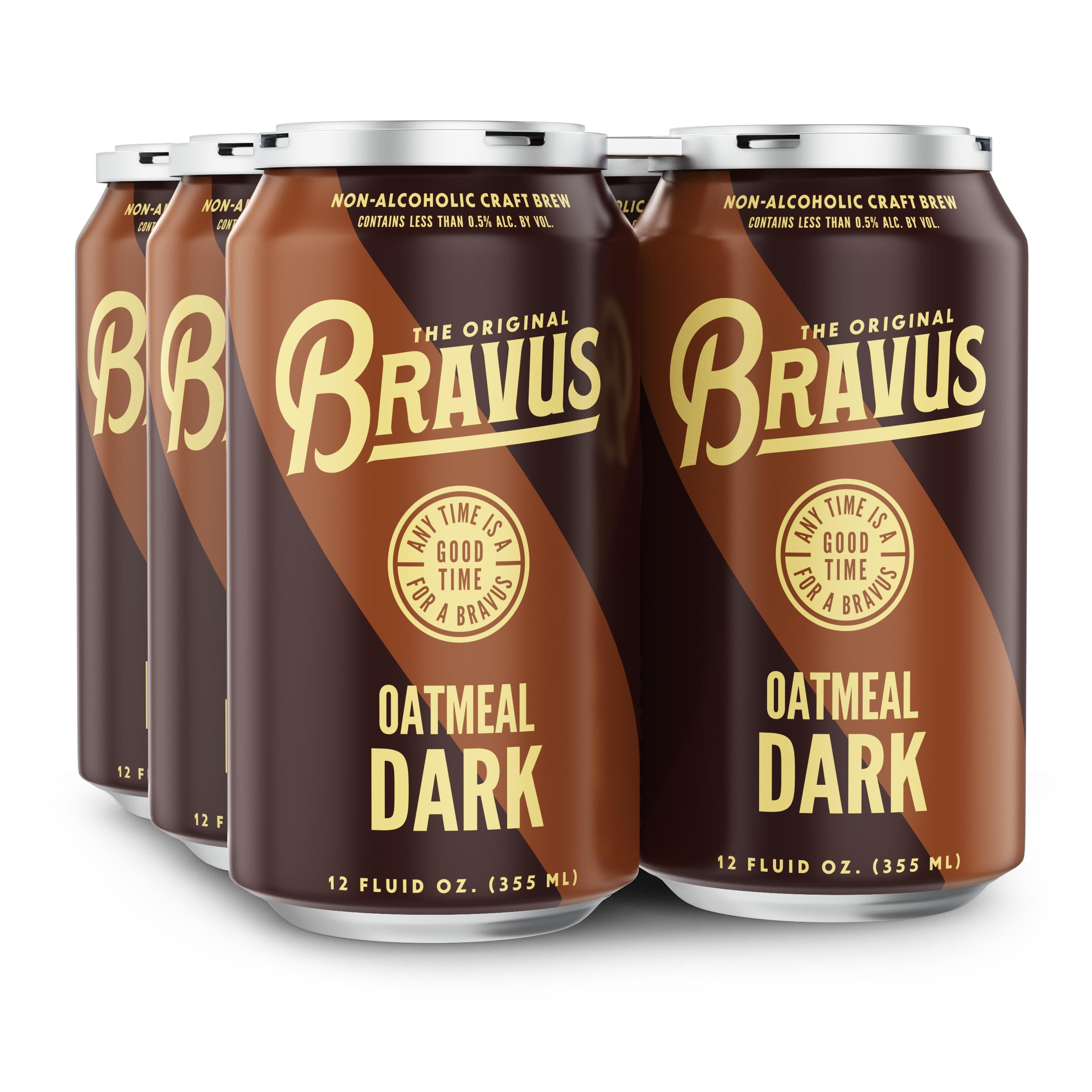 Bravus Non-Alcoholic Craft Beer, Oatmeal Dark, vegan, gluten-reduced ...