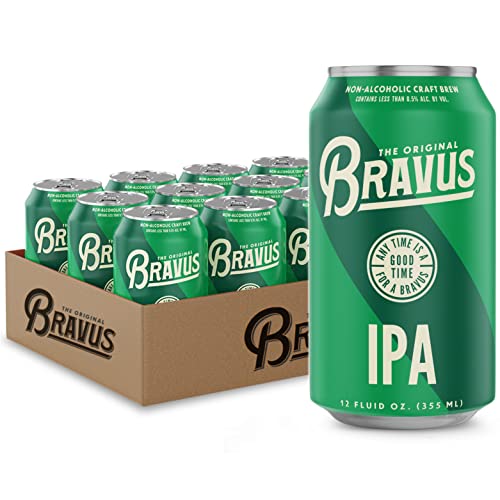 Bravus Non-Alcoholic IPA 12 Pack x 12 Fl Oz Cans - India Pale Ale Low ...