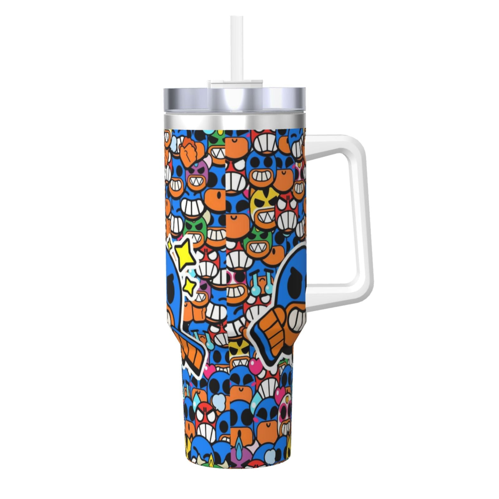 Brawl Stars 40oz Ice Bully With Handle Straw And Lid, Print Stainless ...