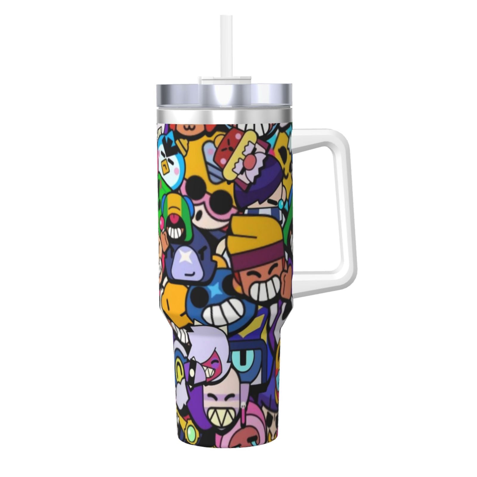 Brawl Stars 40oz Ice King (With Handle And Straw),Car Travel Cup,2-In-1 ...