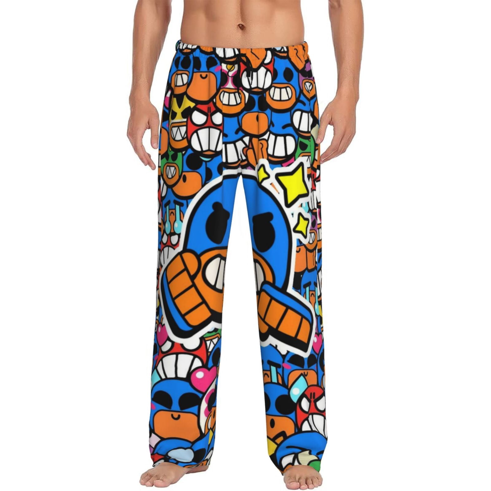 Brawl Stars Anime Cartoon All-Over Print Men'S Black Pajama Pants ...