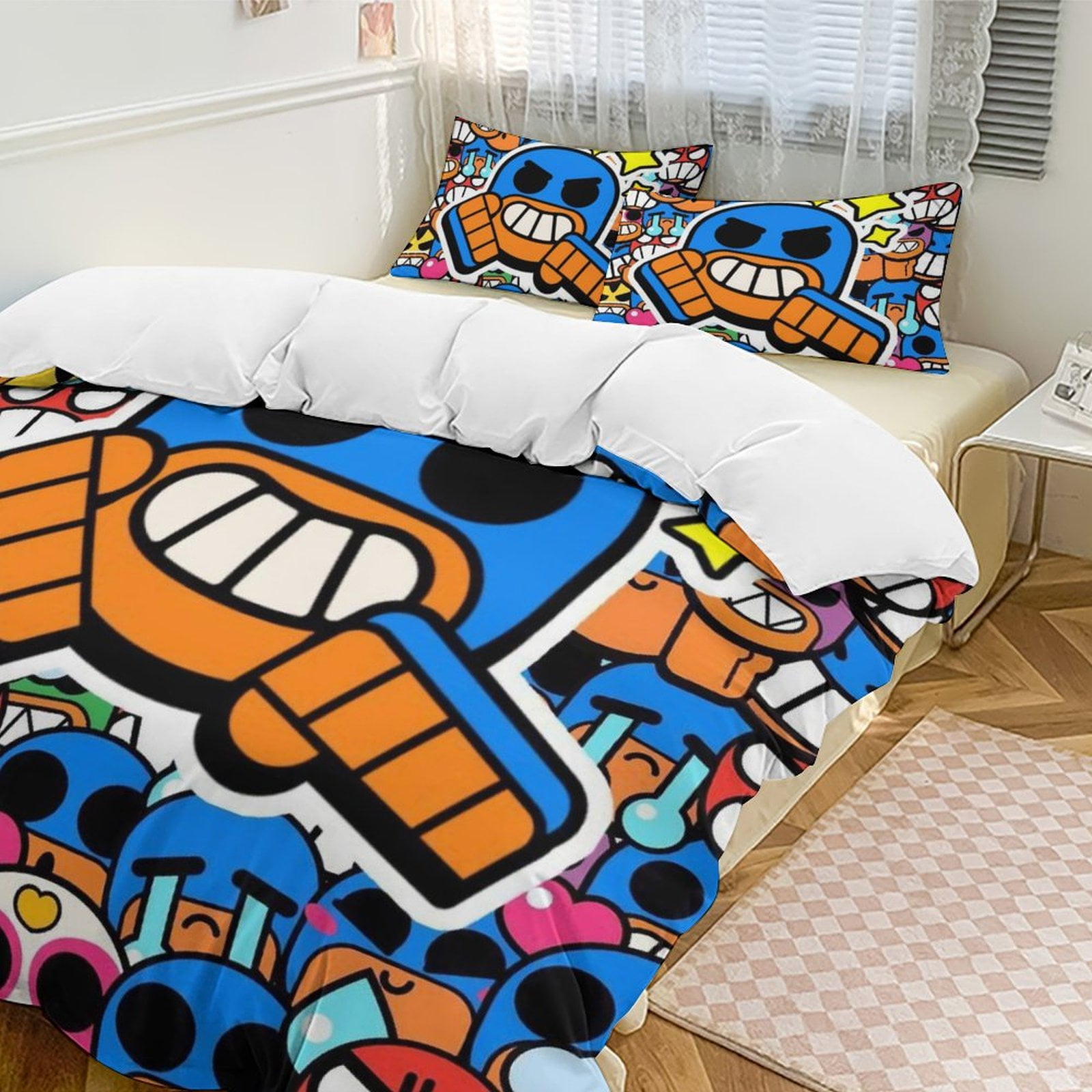 Brawl Stars Anime Cartoon Bedding 3-Piece Set, 79 X 90 Inches, 1 Duvet ...