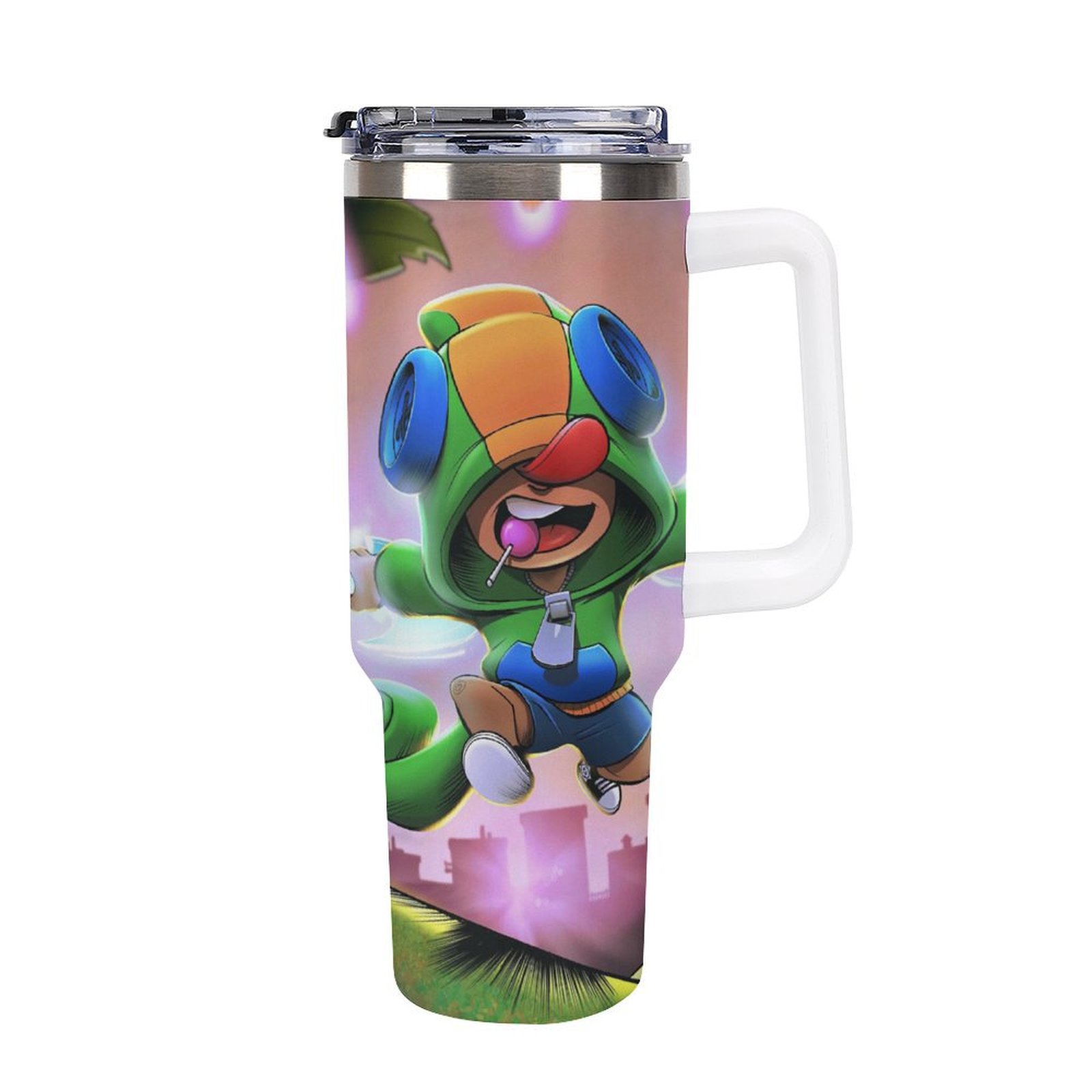 Brawl Stars Car Cup with Handle Straw Lid Stainless Steel Double Wall ...