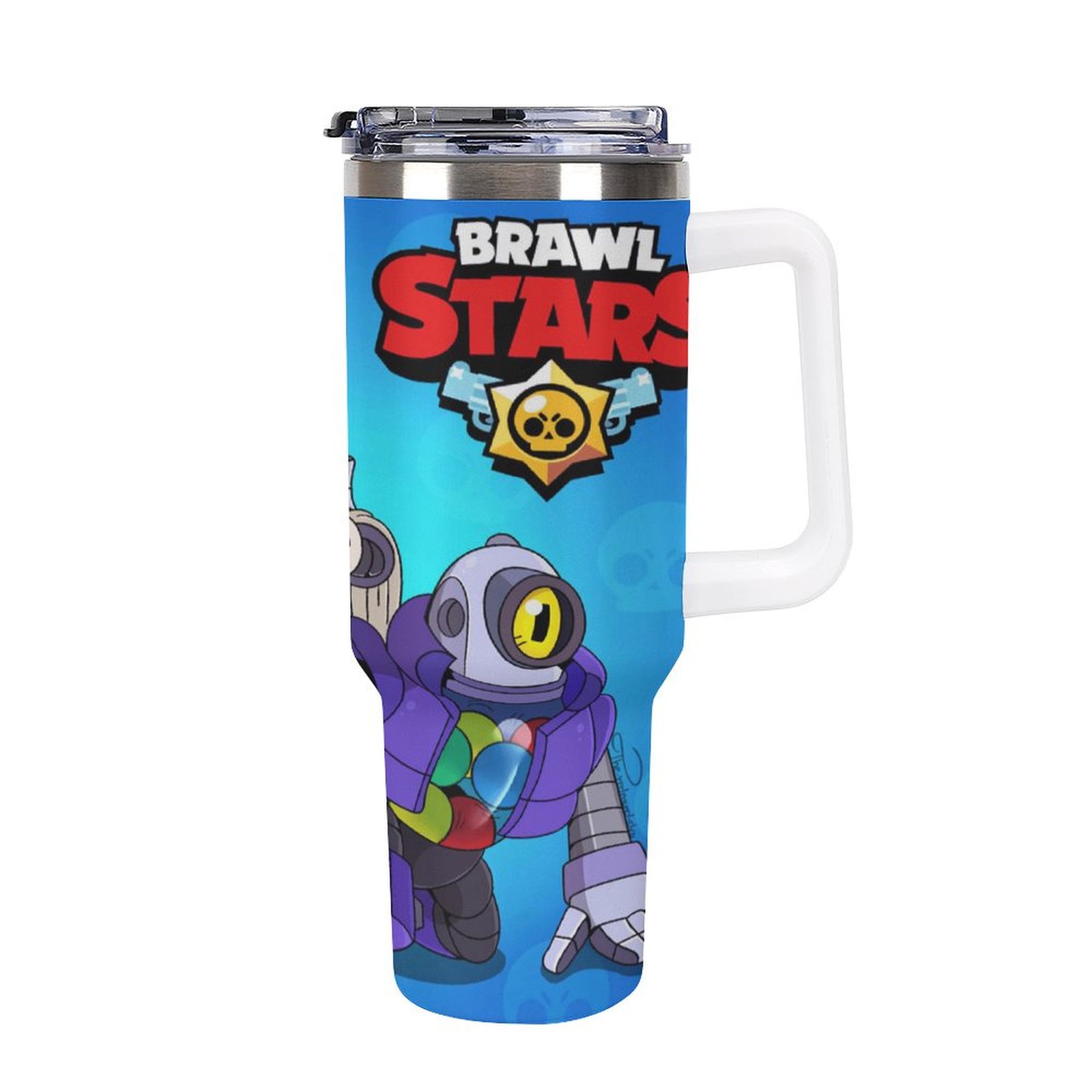 Brawl Stars Car Cup with Handle Straw Lid Stainless Steel Double Wall ...